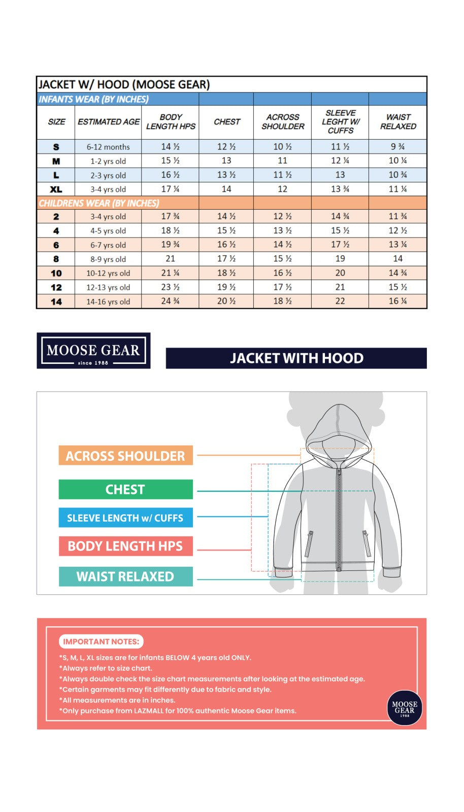 Size Guide – Moose Gear