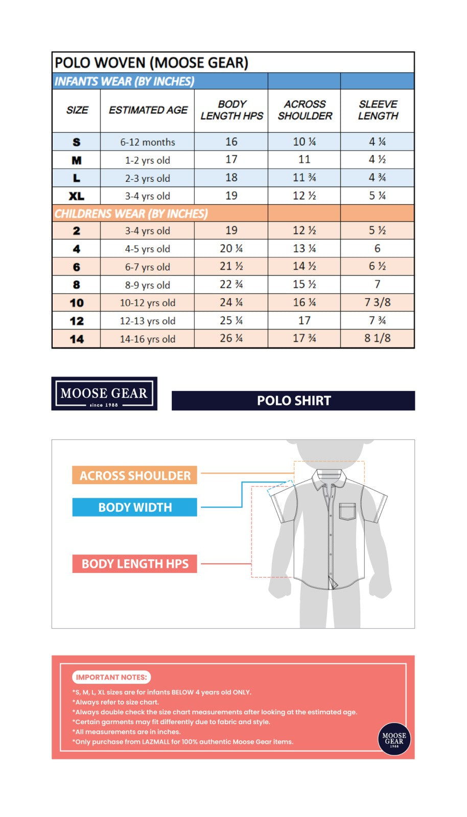 Size Guide – Moose Gear