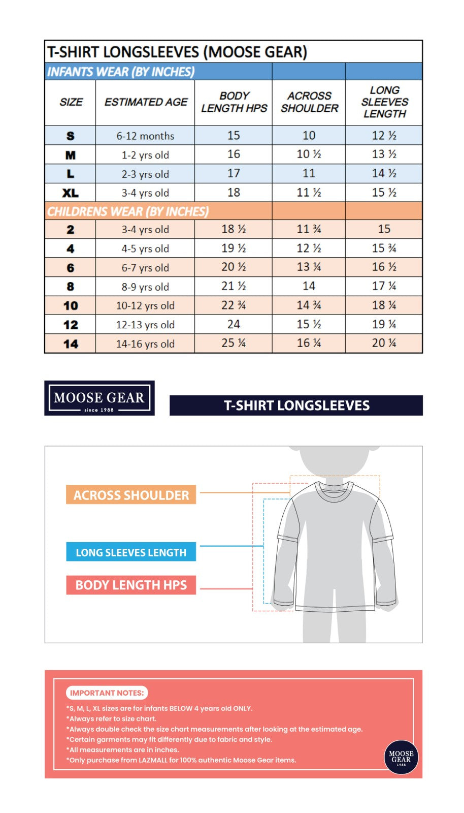 Size Guide – Moose Gear