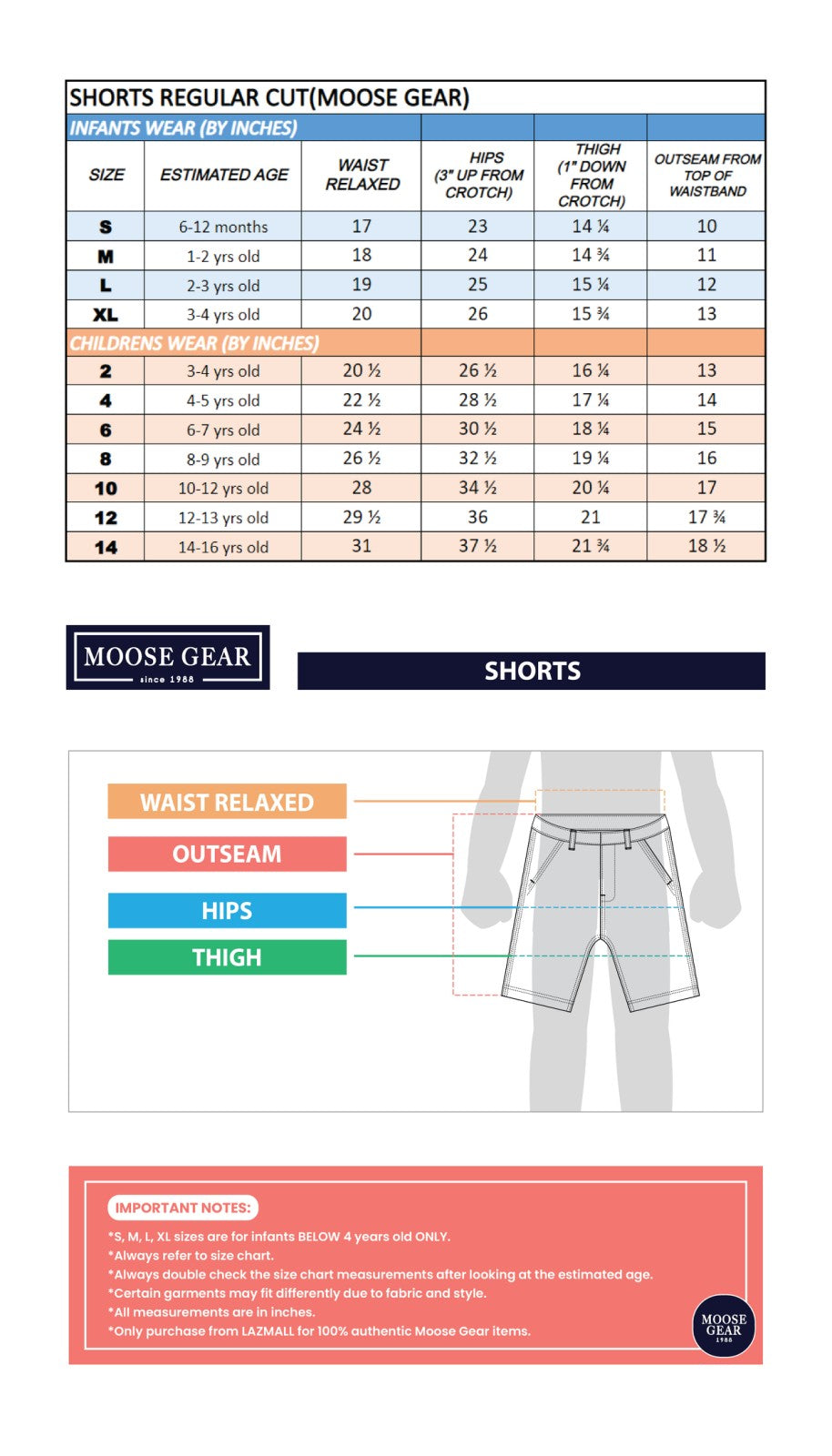 Size Guide – Moose Gear